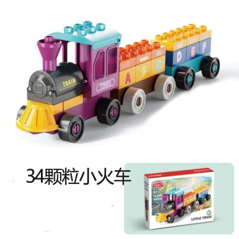 Promo 34 Pcs Train Block Toys Lego Duplo Alike Mainan Kereta Api Abc ...