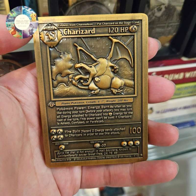 Promo Kartu Pokemon - Charizard 1st Edition Base Set Metal Card Wotc ...