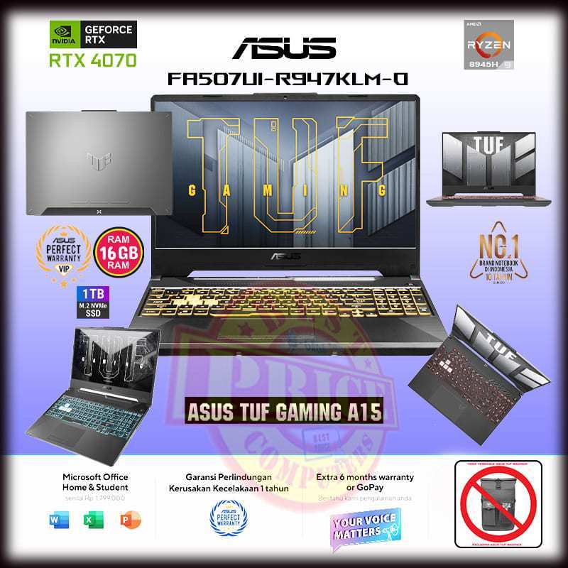 Jual Asus Tuf A15 Fa507ui-r947klm-o Ryzen 9-8945h 16gb Ssd 1tb Rtx4070 ...