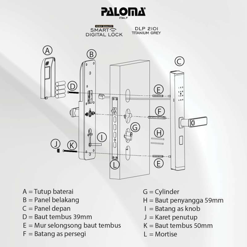 Promo Paloma Dlp 2101 Digital Lock Smart Home Kunci Pintu Door Handle ...