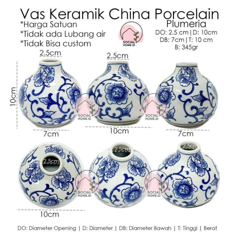Promo Vas Bunga Keramik Porcelain China Putih, Gourd & Peonies - Plumeria Diskon 23% Di Seller ...