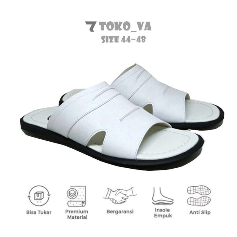 Promo Wolfs Sandal Selop Pria Kulit Putih Big Size Jumbo | Nomor 44 45 ...