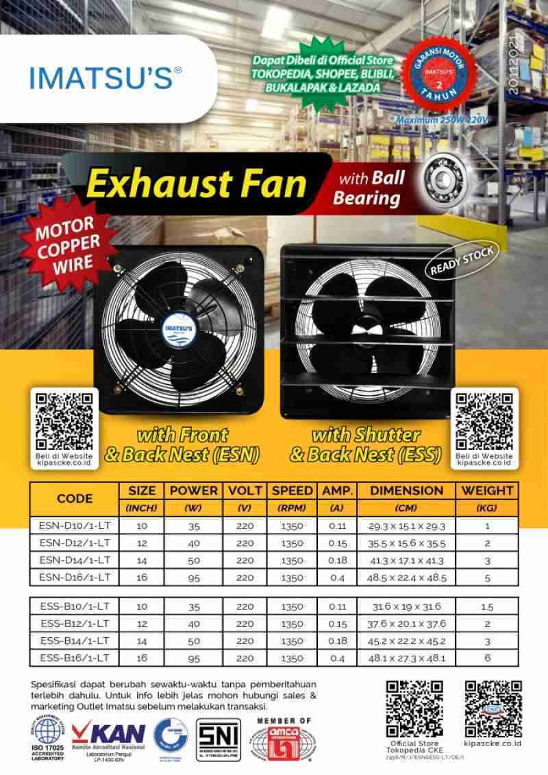 Promo Imatsu Exhaust Fan Shutter Ess-b12/1-lt 12 Inch Exhaust Dinding ...