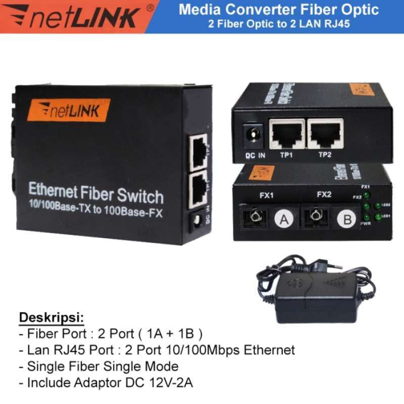 Promo Media Converter Ethernet Fiber Switch 2 Fo 2 Lan 10/100 Mbps Diskon 23% Di Seller Praptuma ...