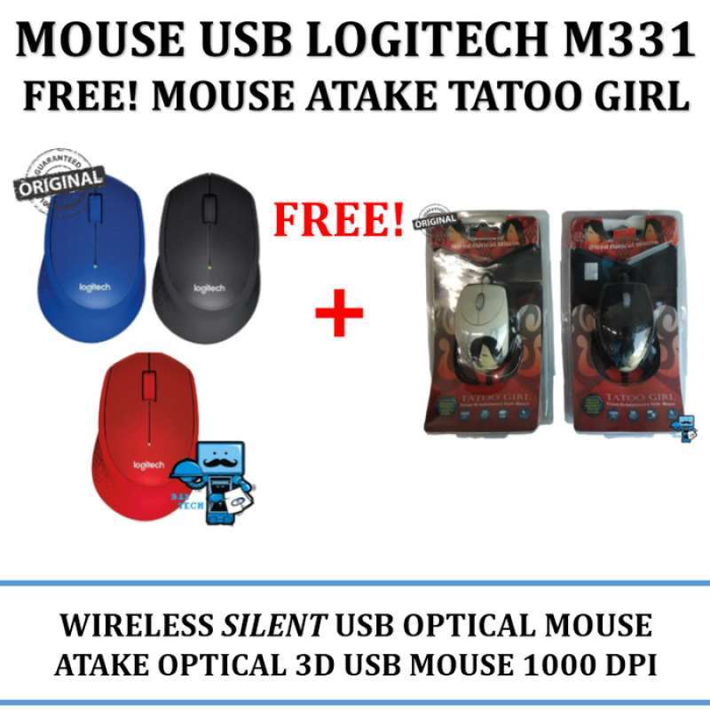 Promo Mouse Logitech M331 Free Mouse Usb Optical Atake Tatoo Girl ...