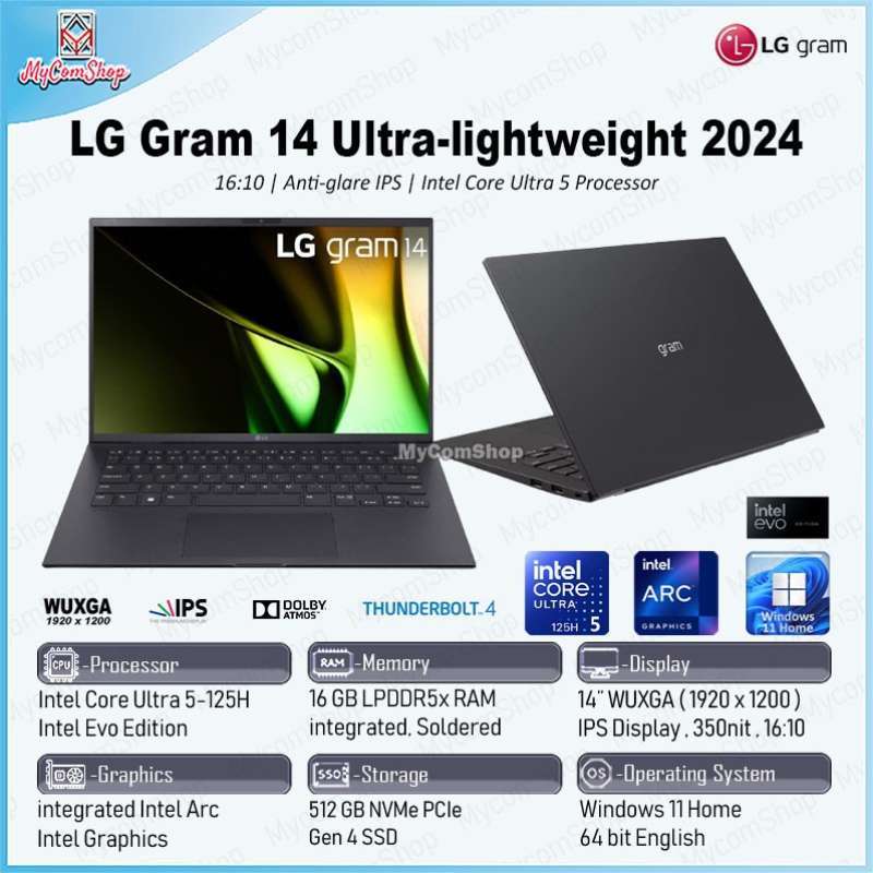 Jual Lg Gram 14 14z90s Ultra 5 125h 16gb Ram 512gb Ssd Intel Arc 14 Wuxga Ips Di Seller ...