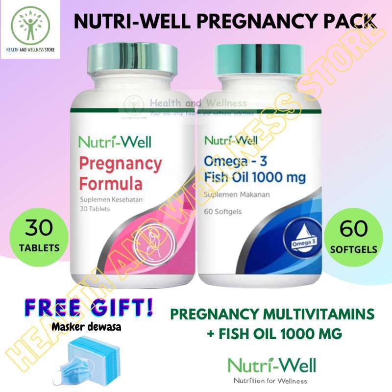 Jual Paket Nutriwell Pregnancy Formula 30 Tablets Dan Omega 3 Fish Oil 1000 Mg 60 Softgels ...