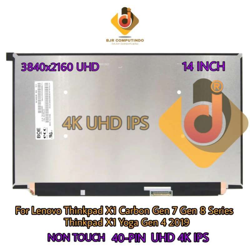 Promo Lcd Led Lenovo Thinkpad X1 Carbon Gen 7 Gen 8 Nv140qum N53 Uhd 4k ...