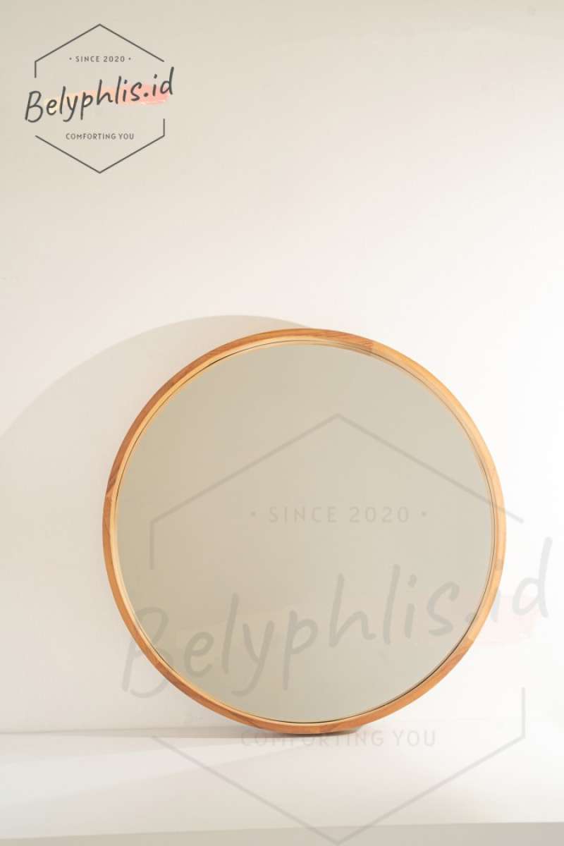 Promo Cermin Kayu Jati Bulat 60 Cm | Cermin Rias | Cermin Dinding Frame ...