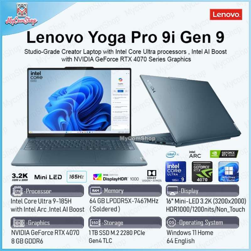Jual Lenovo Yoga Pro 9i Gen 9 Ultra 9 185h 64gb Ram 1tb Ssd Rtx 4070 ...
