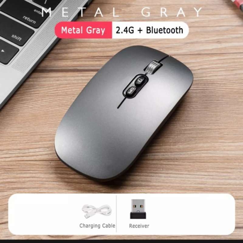 Promo Mouse Dual Mode 2.4g Bluetooth Baterai Rechargable Silent Bisa ...
