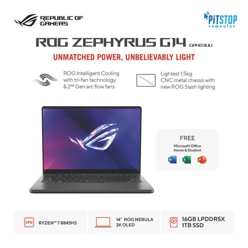 Jual Asus Rog Zephyrus G14 Ga403uu-r745ollg-o (ryzen 7-8845hs/ Ram 16gb/ Ssd 1tb/ Rtx 4050) Di ...