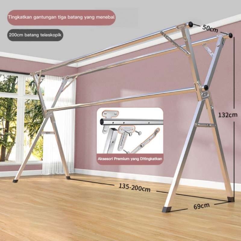 Promo Jemuran Baju Minimalis Jemuran Pakaian Basah Tahan Karat - 200cm ...