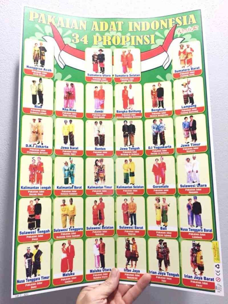 Promo Mainan Poster Edukasi Pakaian Adat Istiadat 34 Propinsi Diskon 23 ...