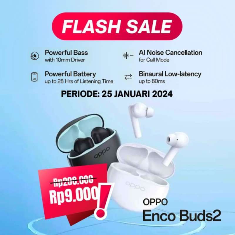 Promo Oppo Enco Buds 2 Earphone Bluetooth Noise Cancellation Garansi