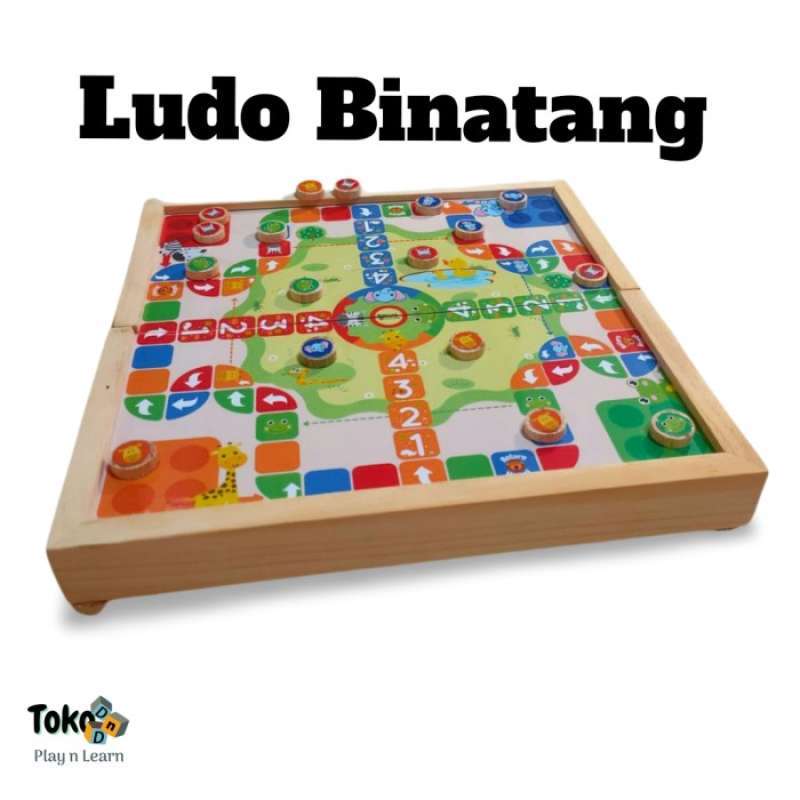 Promo Mainan Anak Keluarga Board Game Wooden Animal Ludo Kayu Binatang ...