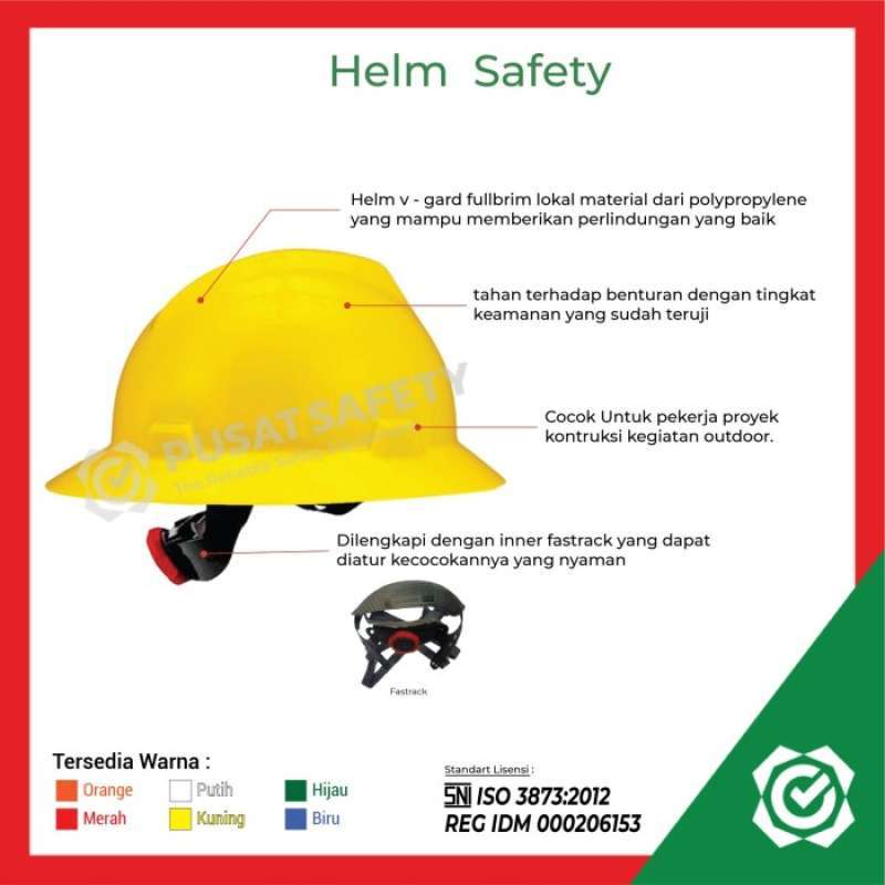 Promo Helm Proyek Kerja Safety Msa V-gard Fullbrim Lokal With Fastrack ...