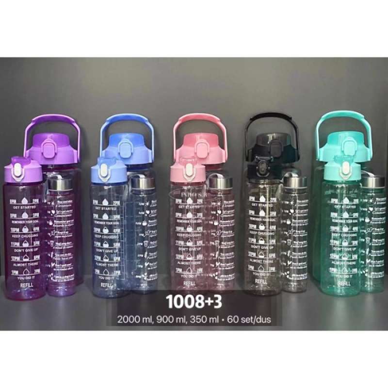 Jual Botol Motivasi Bening 3in1 Terbaru/ Botol Minum Sport Viral 3in1 ...