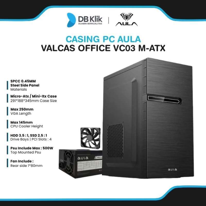 Jual Casing Pc Aula Valcas Office Vc03 M-atx Usb 3.0 Include Psu 500w ...