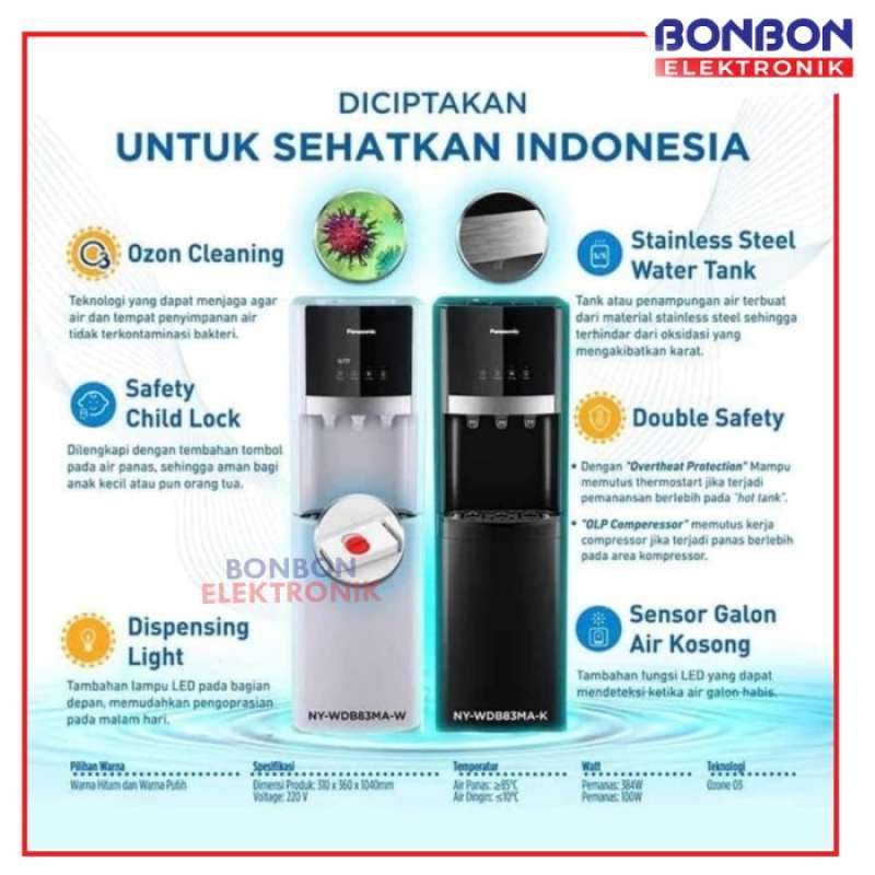 Promo Panasonic Dispenser Galon Bawah Ny-wdb83ma-k/w + Ozone Cleaning ...