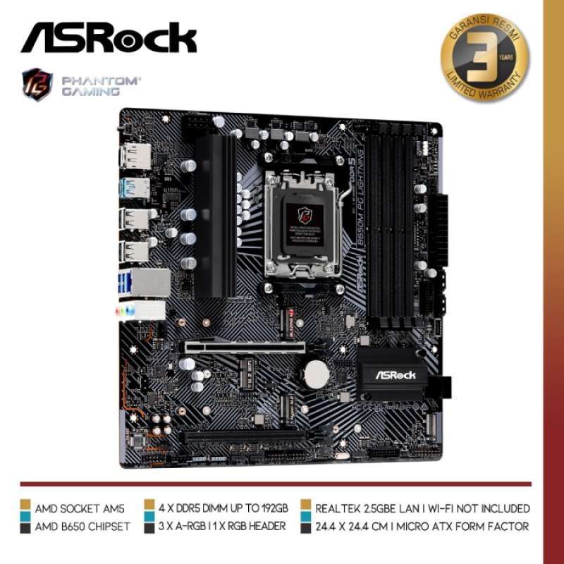 Jual Asrock B650m Pg Lightning | Motherboard Amd B650 Am5 Ddr5 Micro ...
