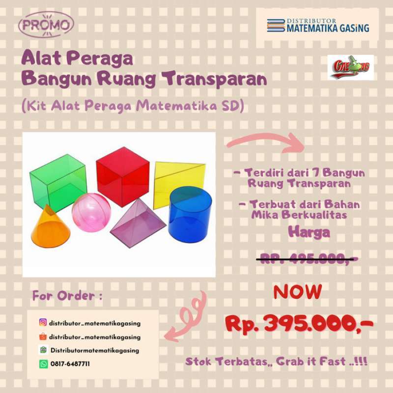 Promo Alat Peraga Bangun Ruang Transparan (alat Peraga Matematika Sd ...