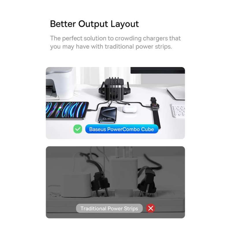 Promo Baseus Powercombo Cube 30w 7in1 Power Strip Desktop Charger ...