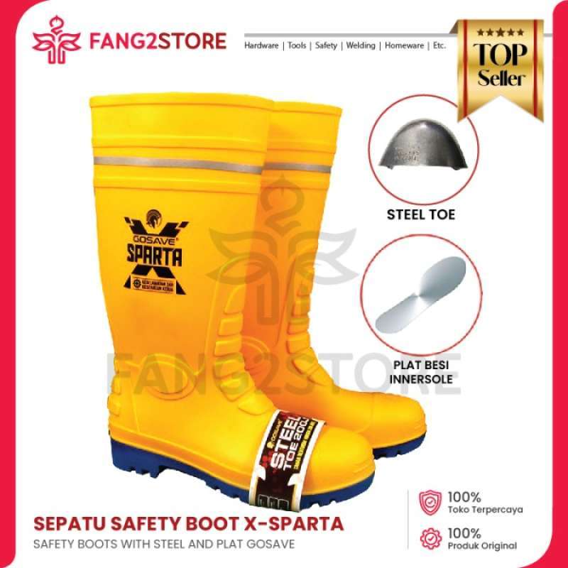 Promo Sepatu Boots Safety Karet Pvc Ujung Besi Pelindung Steel Toe X ...