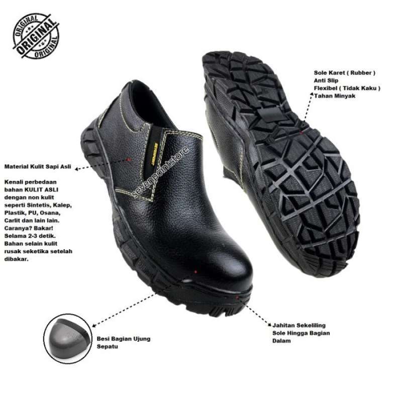 Promo Sepatu Safety Boots Slop Ujung Besi Septy Slip On - 43 Cokelat ...