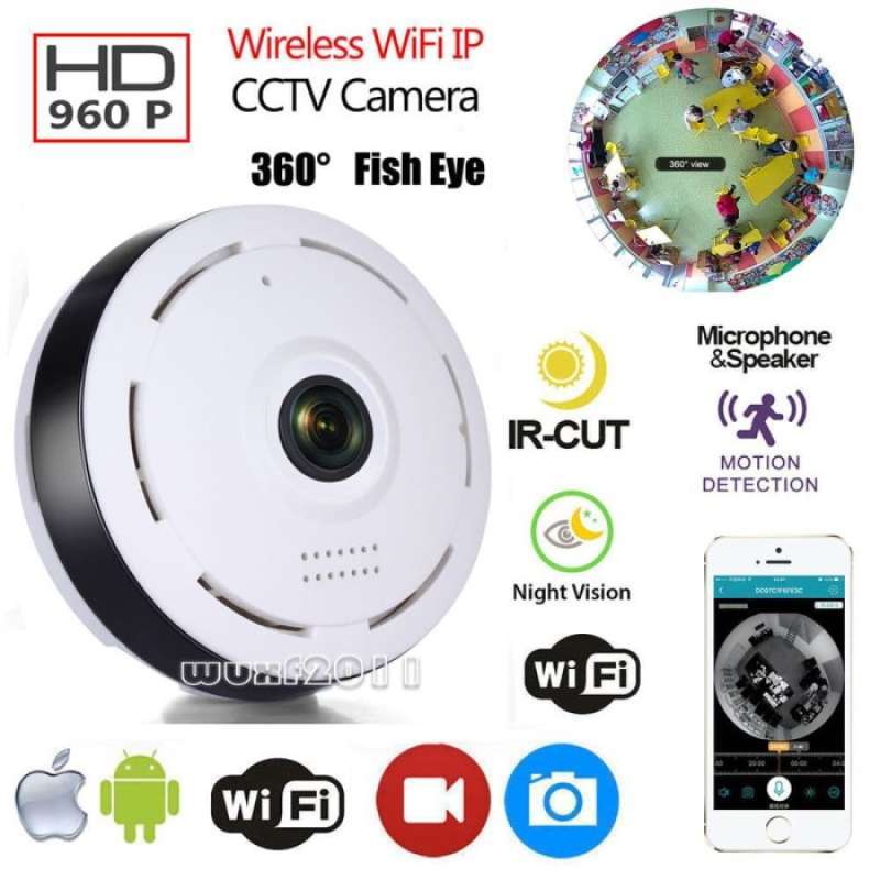 Jual Ip Cam Camera Cctv Wireless 360 Panoramic Fisheye Fish Eye Lens ...