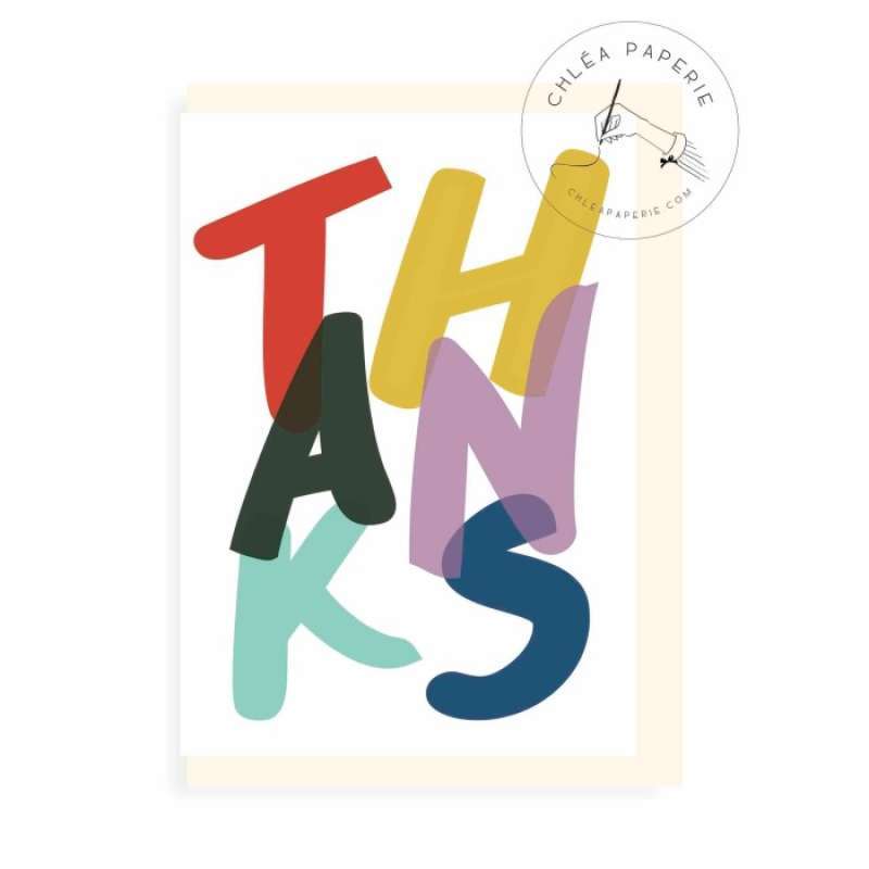Promo Greeting Card / Thank You / Thanks Block Color Letters / Terima ...