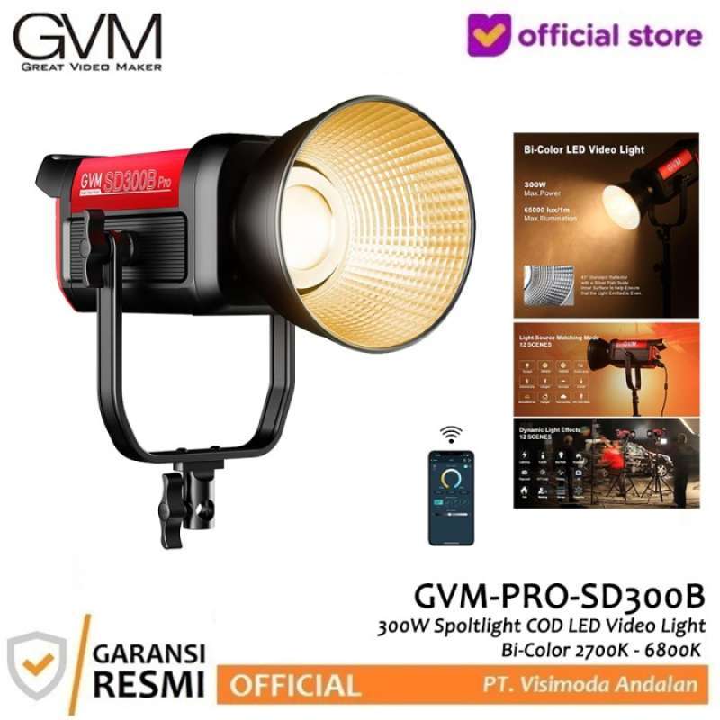 Jual Gvm Pro Sd300b 300w Led Video Cob Spotlight Bi-color 2700 - 6800k ...