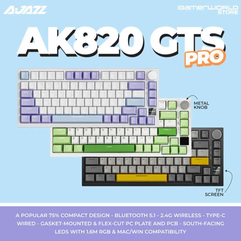 Promo 100% Produk Ori Ajazz Ak820 Gts Pro 75% Tri-mode Connection - Mechanical Keyboard Diskon ...