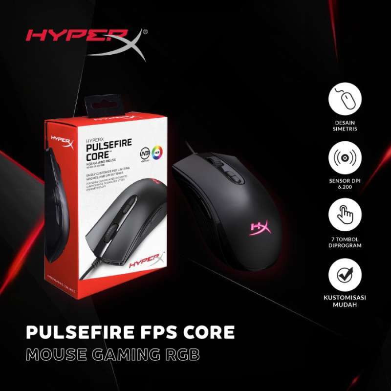 Promo 100% Produk Ori Hyperx Pulsefire Fps Core Gaming Mouse Rgb 7 ...