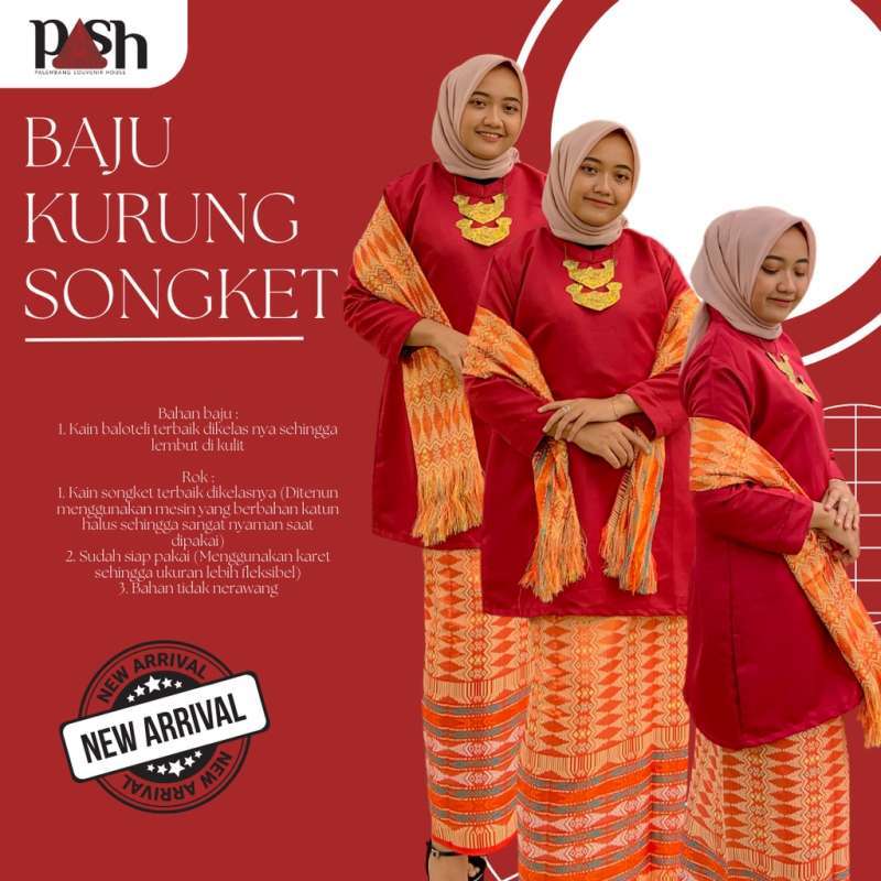 Jual Songket Pash - Set Baju Kurung Rok Songket Dan Selendang | Baju Kurung Melayu - S Kuning Di ...