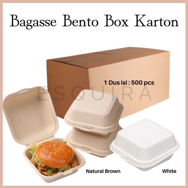Jual Sugarcane Bagasse Burger / Korean Bento Cake / Per Dus Isi 500 Pcs ...