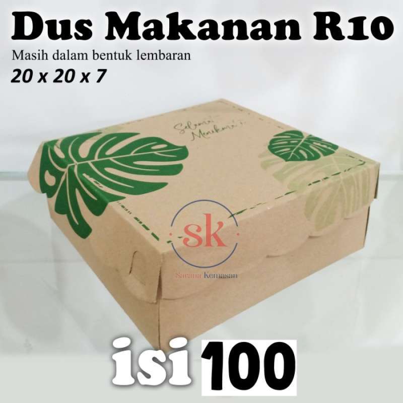 Jual Box Nasi Kraft Kardus Kotak Catering Makanan Motif R10 Uk 20x20x7 ...