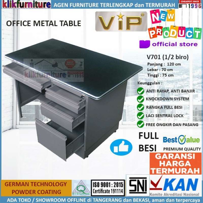 Jual Meja Tulis Meja Kantor Meja Kerja Besi 1/2 Biro V701 Vip Di Seller ...
