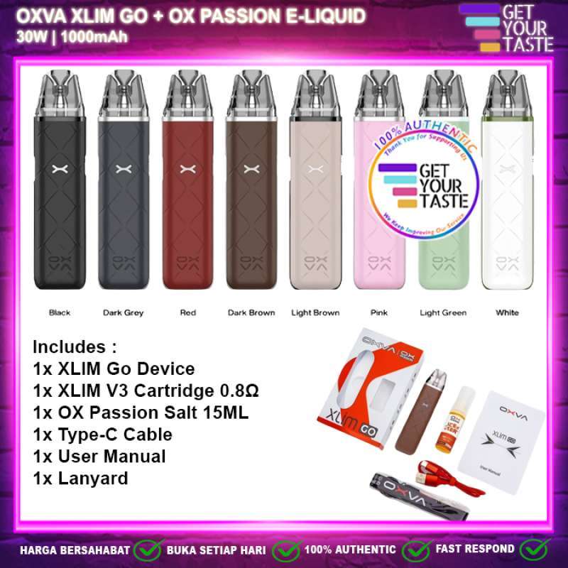 Promo Oxva Xlim Go 30w 1000mah Pod Kit + Ox Passion Liquid Salt Nic ...