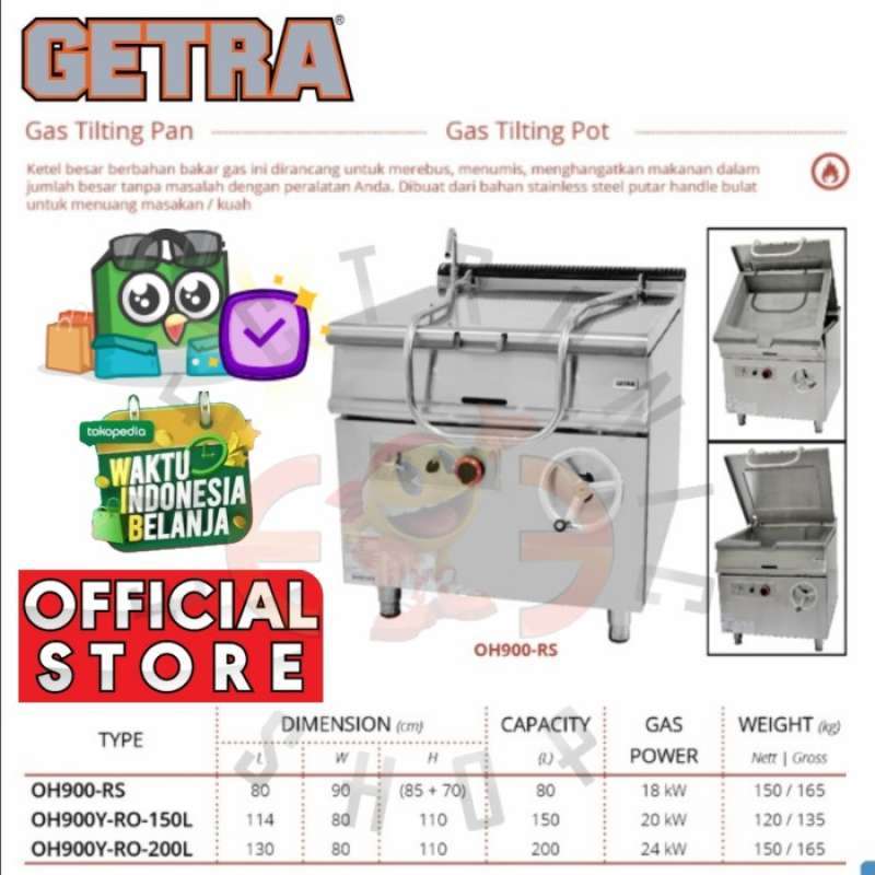 Jual Getra Oh900 Rs Gas Tilting Pan - Mesin Masak Skala Besar Di Seller Jete Store - Cengkareng ...