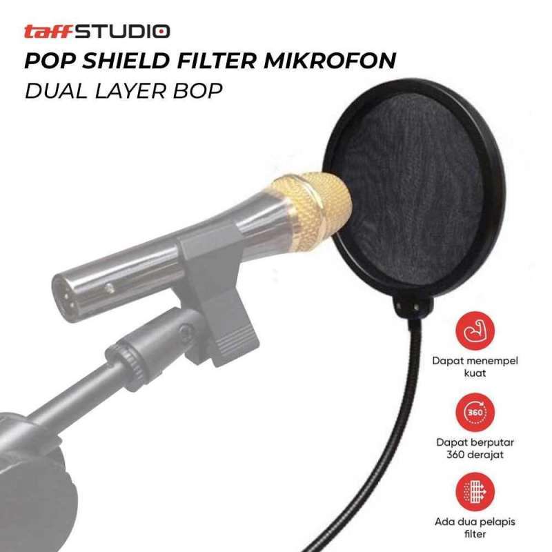 Jual Pop Shield Filter Mikrofon Dual Layer Bop Mpf-6 Stand Panjang ...