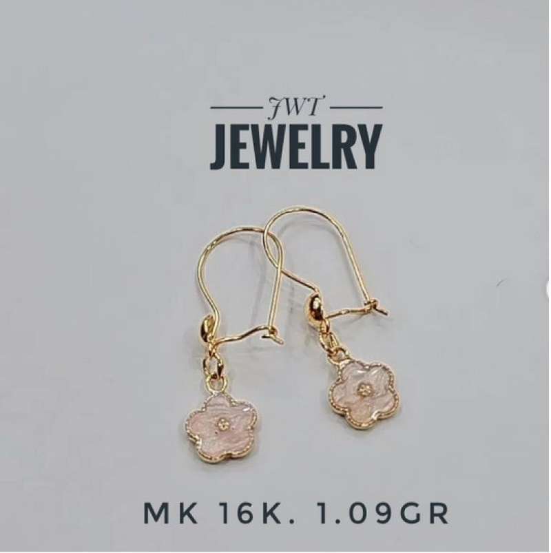 Jual Giwang Anting Emas Untuk Anak Dan Dewasa Gantung Bunga Warna Manis ...