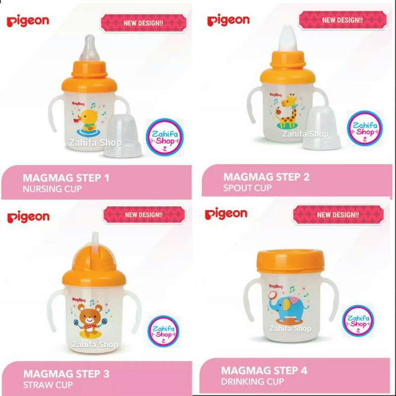 Jual Pigeon Mag Mag Step 1 2 3 4 Training Cup Magmag Nipple Spout Straw ...