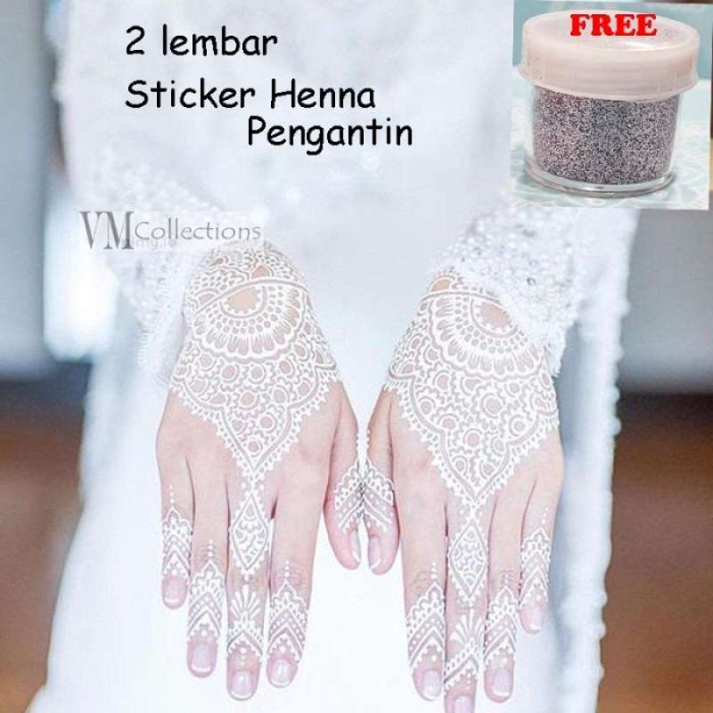Jual 2 Lembar Sticker Henna Pengantin Free Gliter - Tato Hena Instant - Merah Di Seller Velvet ...