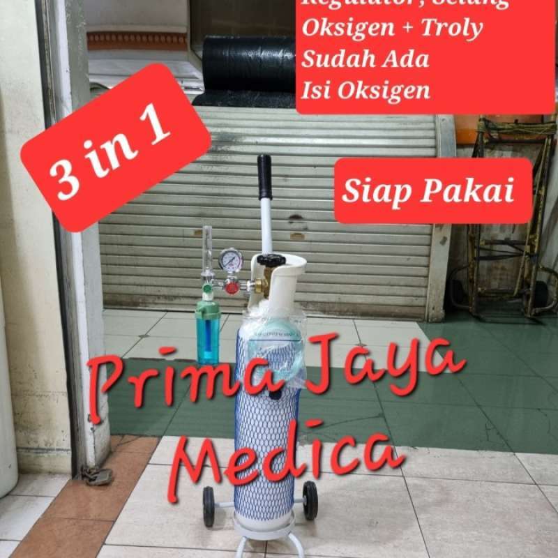 Jual Tabung Oksigen 1 M3, Siap Pakai (tabung, Regulator, Trolley ...
