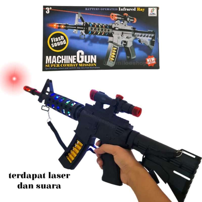 Jual Machine Gun Mainan Pistoll Baterai Tembakan Elektrik Fire Sound ...