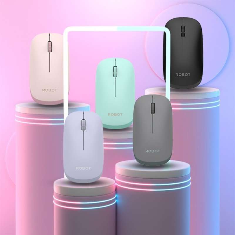 Promo 100% Produk Ori Robot Wireless Mouse Silent Click Receiver Dongle ...