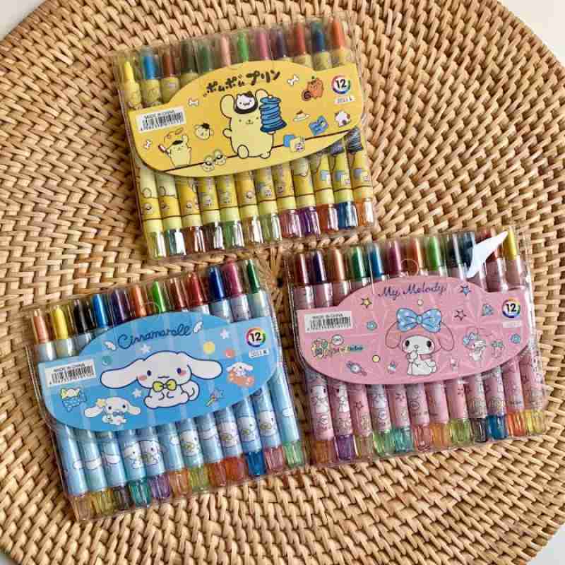 Jual Crayon Set Krayon Alat Warna Menggambar Anak Sanrio Kuromi ...