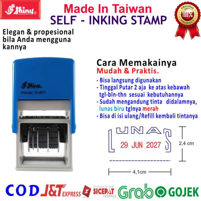 Jual Stempel Otomatis Cap Shiny Lunas Tanggal Paid Received Kantor Toko ...
