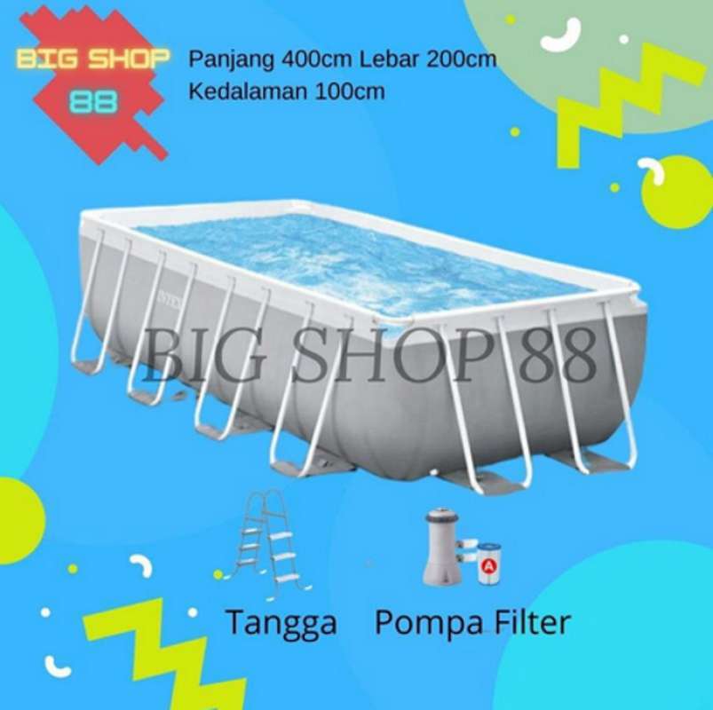 Jual Kolam Renang Swimming Pool Portable Intex Prism Frame Pool 4m Di ...